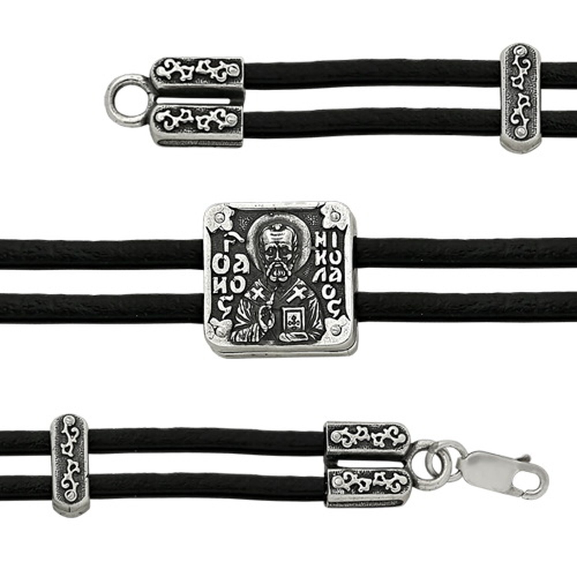 Браслет-нить, серебро, 925 проба, чернение