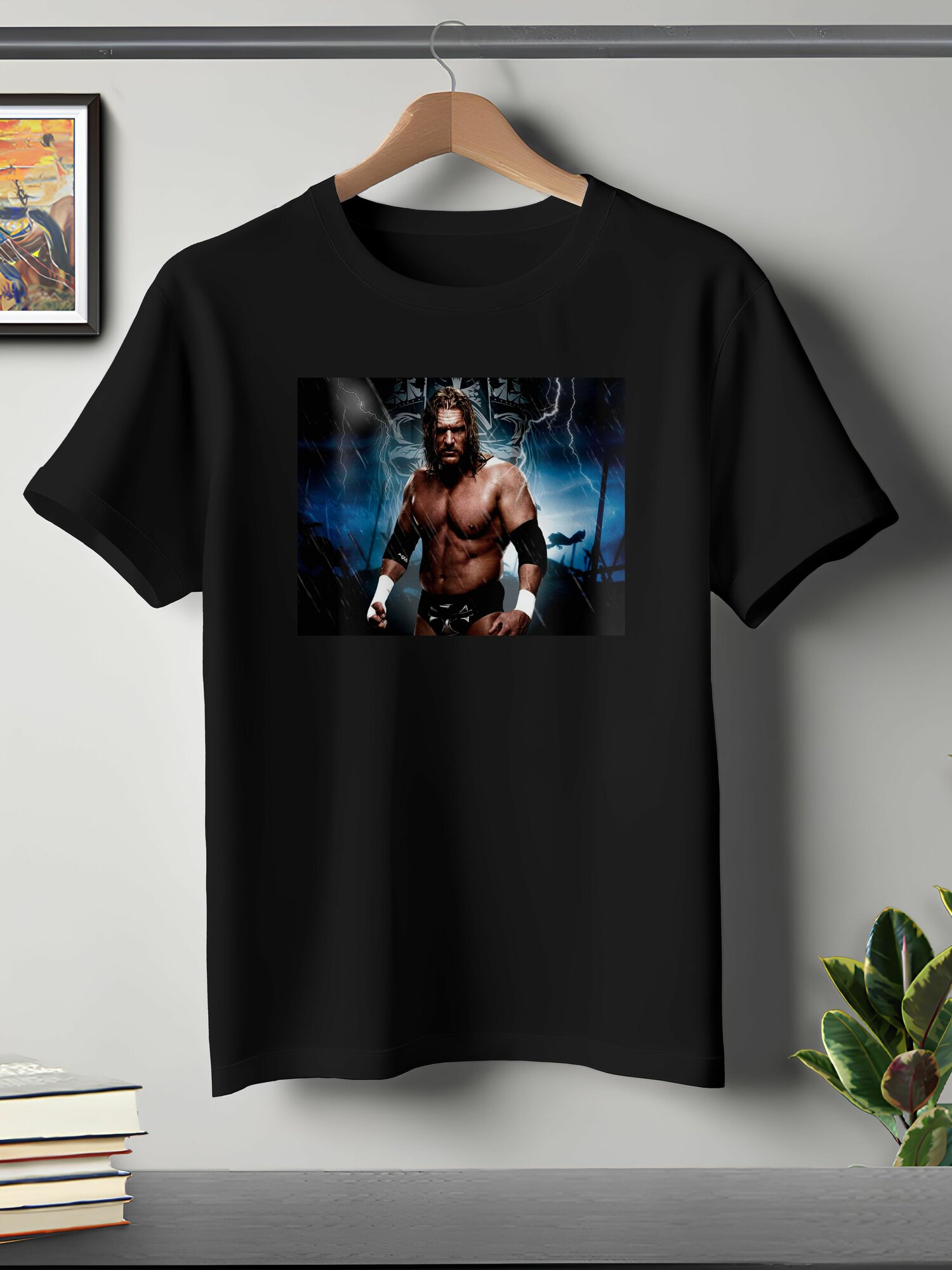 Футболка ONEQ унисекс 68-70 (6XL) размер с принтом Трипл Эйч, черная