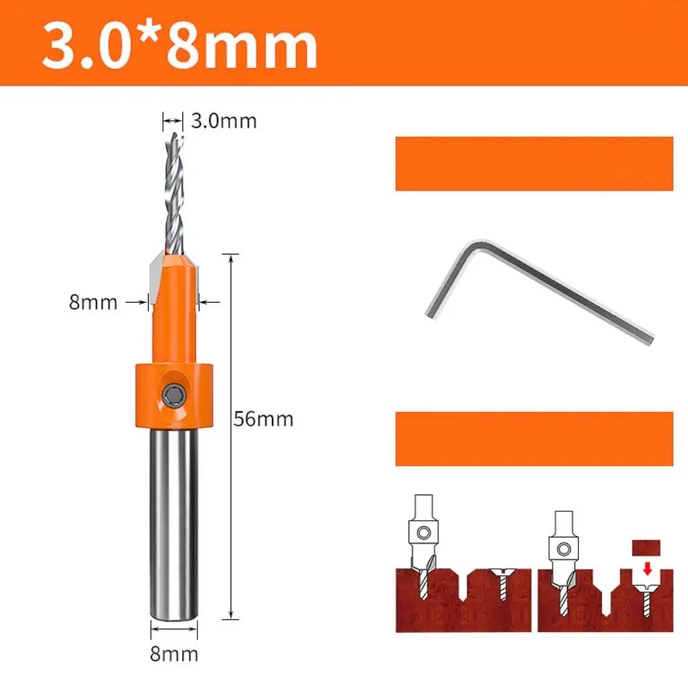 Деревообрабатывающее сверло HSS 3.0x8mm