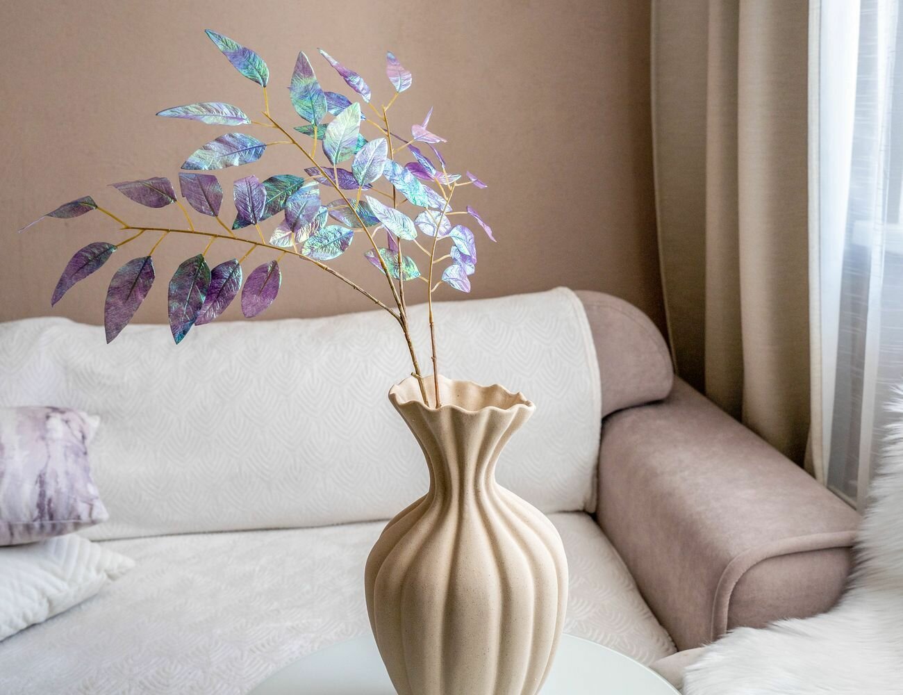 Декоративная ветка перламутровый эвкалипт, текстиль, пластик, 85 см, EDG 233025-66