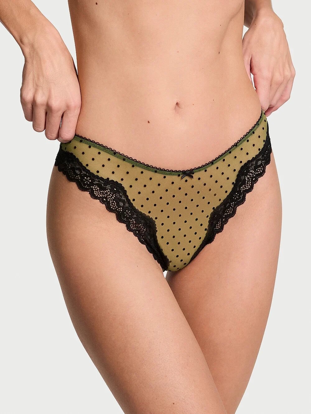 Трусы Tease Mesh Lace-Trim High-Leg Thong Panty