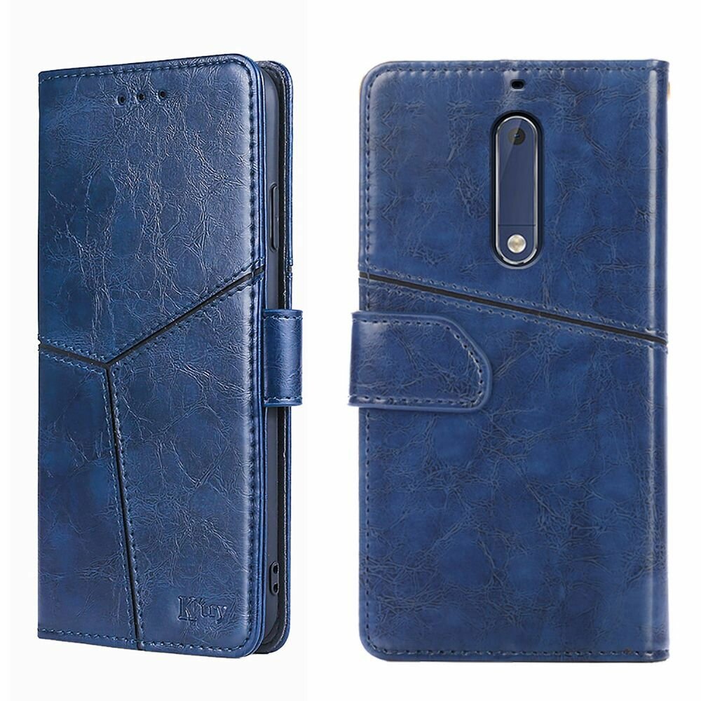 Чехол-книжка MyPads для Nokia 5 / Нокиа 5, объединяет геометрию (темно-синий)