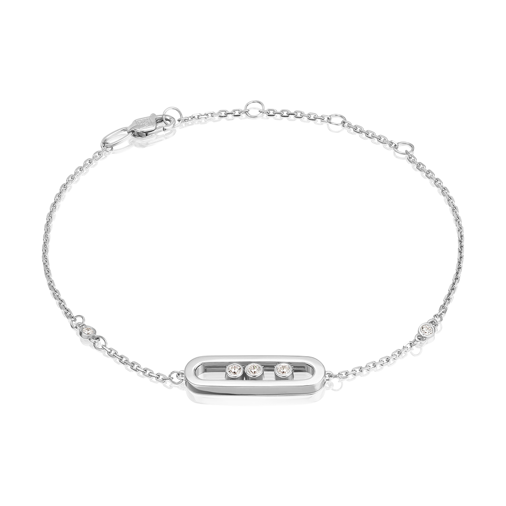 Браслет, белое золото, 585 проба, фианит