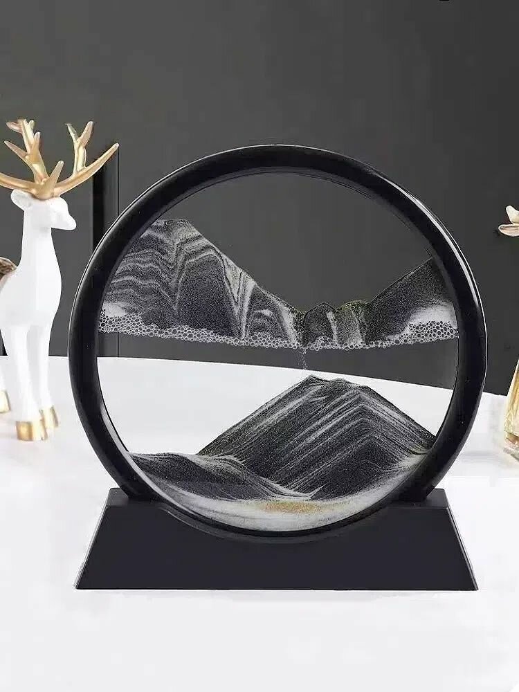 Настольная статуэтка "Mountains", с пересыпающимся песком, черно-фиолетовая