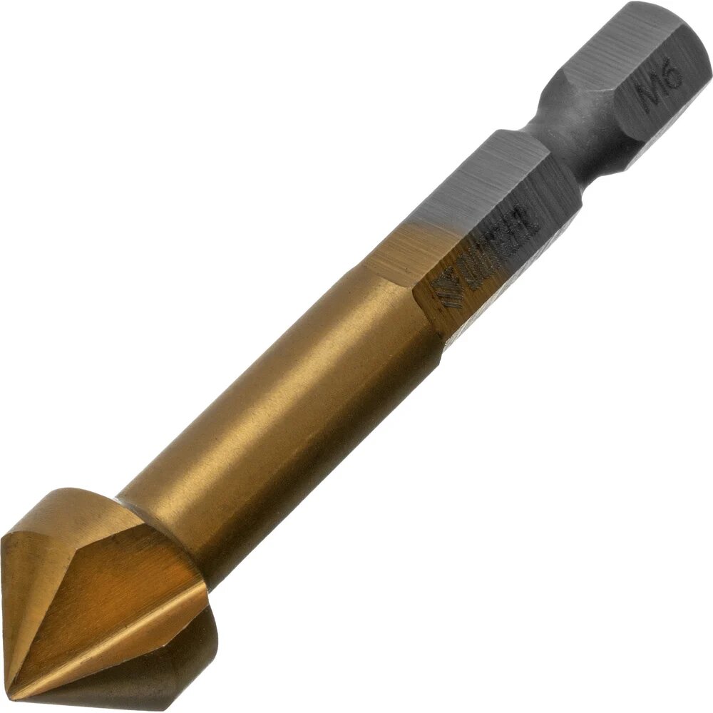 Зенковка конусная под М6, HSS, по металлу, шестигранный хвостовик Denzel 72307, болт