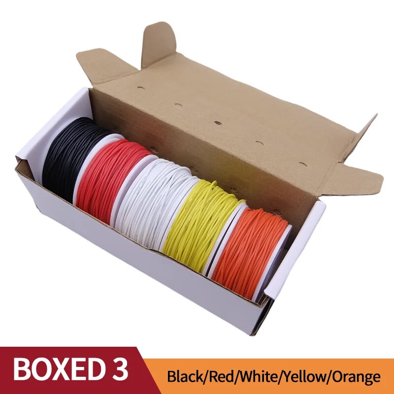 Силиконовая проволока 20AWG, 10м, 5 цветов (Black/Red/White/Yellow/Orange)