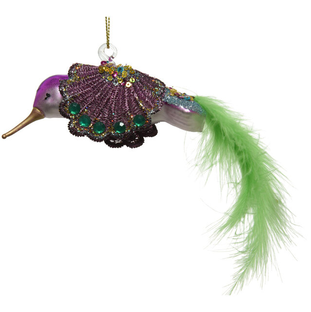 Стеклянная елочная игрушка Колибри Рахмини Эш 10 см, подвеска, Kaemingk, 123393