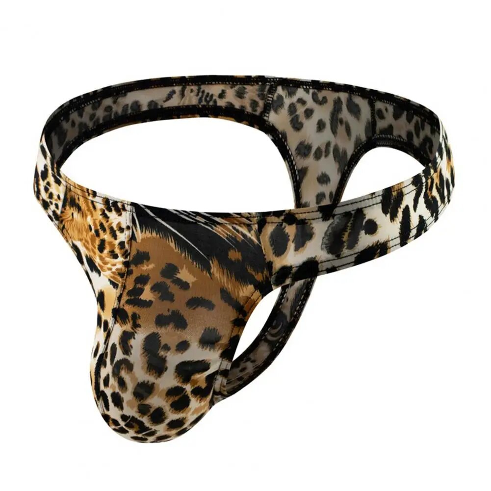 Мужские стринги, сексуальные эластичные мужские трусы с низкой посадкой и леопардовым принтом, дышащие тонкие линии, мужские трусы для повседневной носки XXL, Leopard Golden