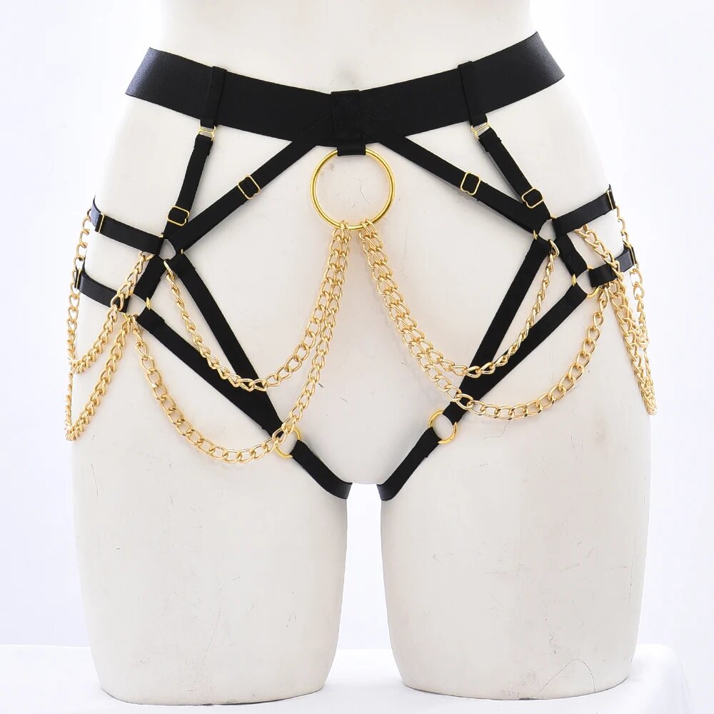 Красный женский сексуальный комплект ремней, женское нижнее белье, фетиш, цепочка для тела, аксессуары, укороченный топ, регулируемая портупея, боди-клетка