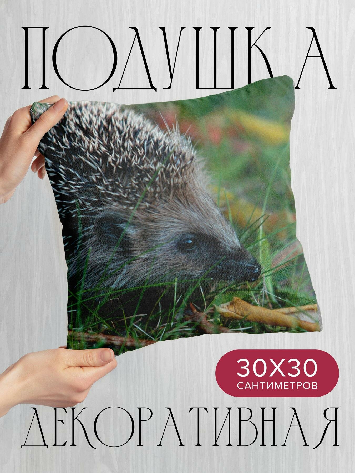 Подушка декоративная, 30x30см / Животные / еж / ежик