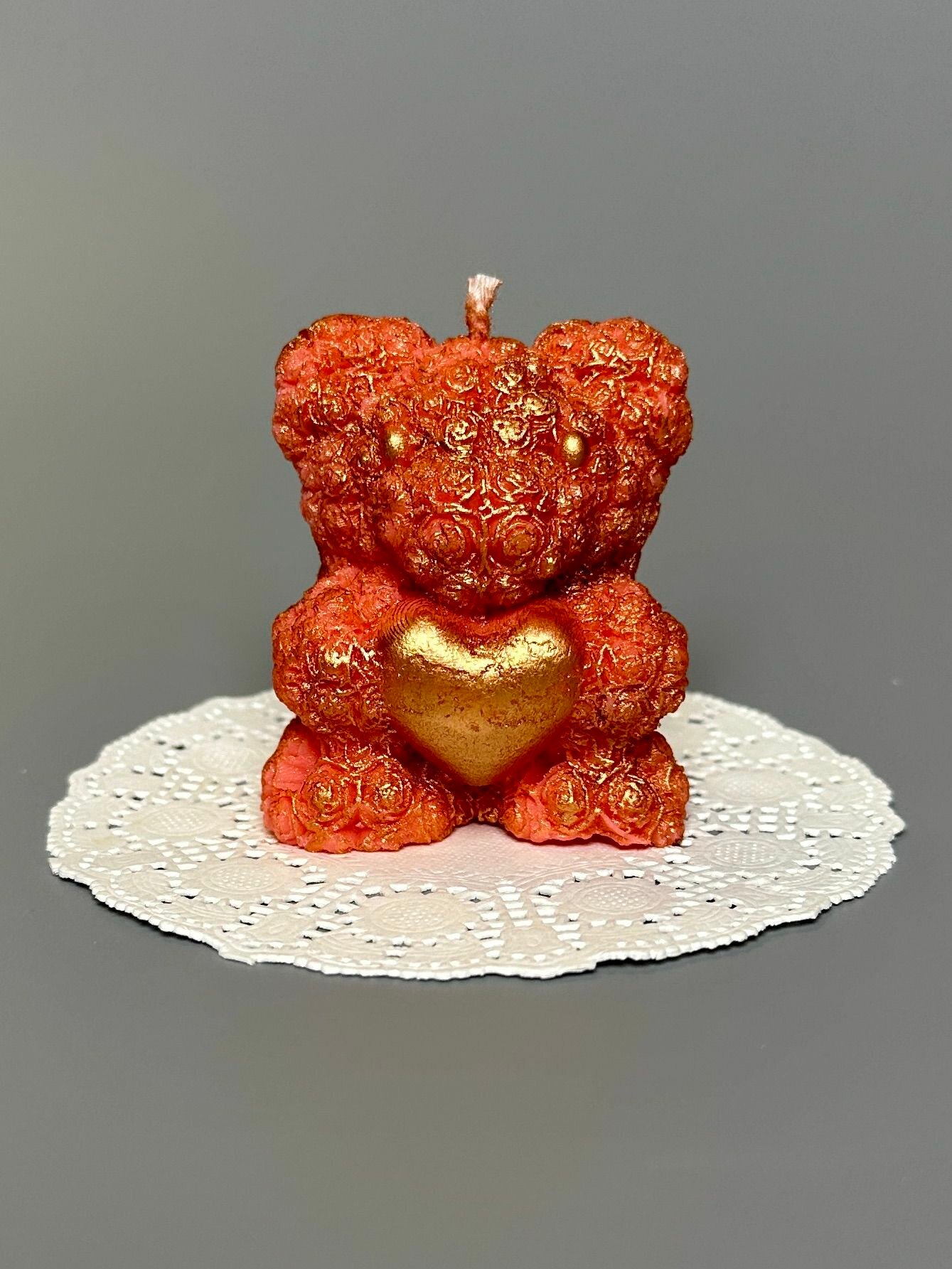 Свеча из кокосового воска Pawns Collection для украшения тортов Bear Red ручной работы 1 шт