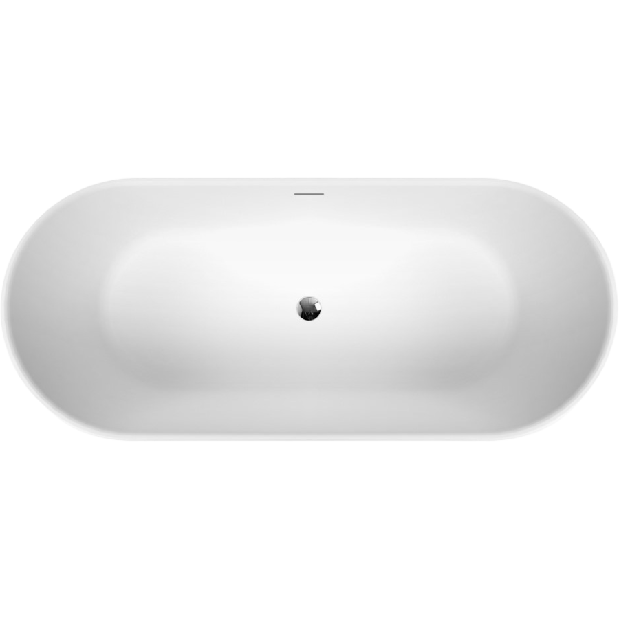 Акриловая ванна BelBagno BB417-1900-800 190x80 см, отдельностоящая, белая, овальная, вклеенный каркас, со сливом-переливом, с донным клапаном