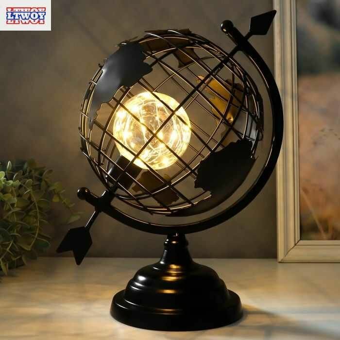 Сувенир металл свет Глобус со стрелой чёрный, LED 32х21х32 см / 9540285
