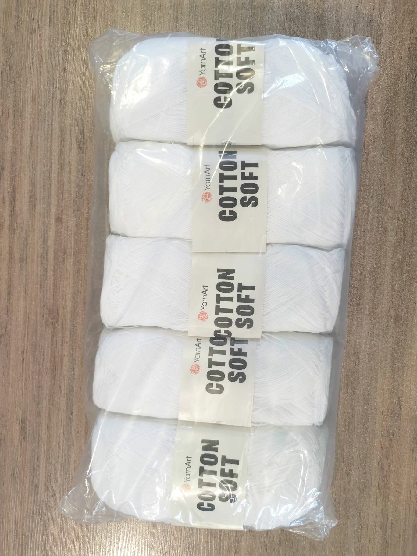 Пряжа Коттон Софт (Cotton Soft) упаковка 5 мотков 55% хлопок 45% полиакрил цвет 62 супер белый