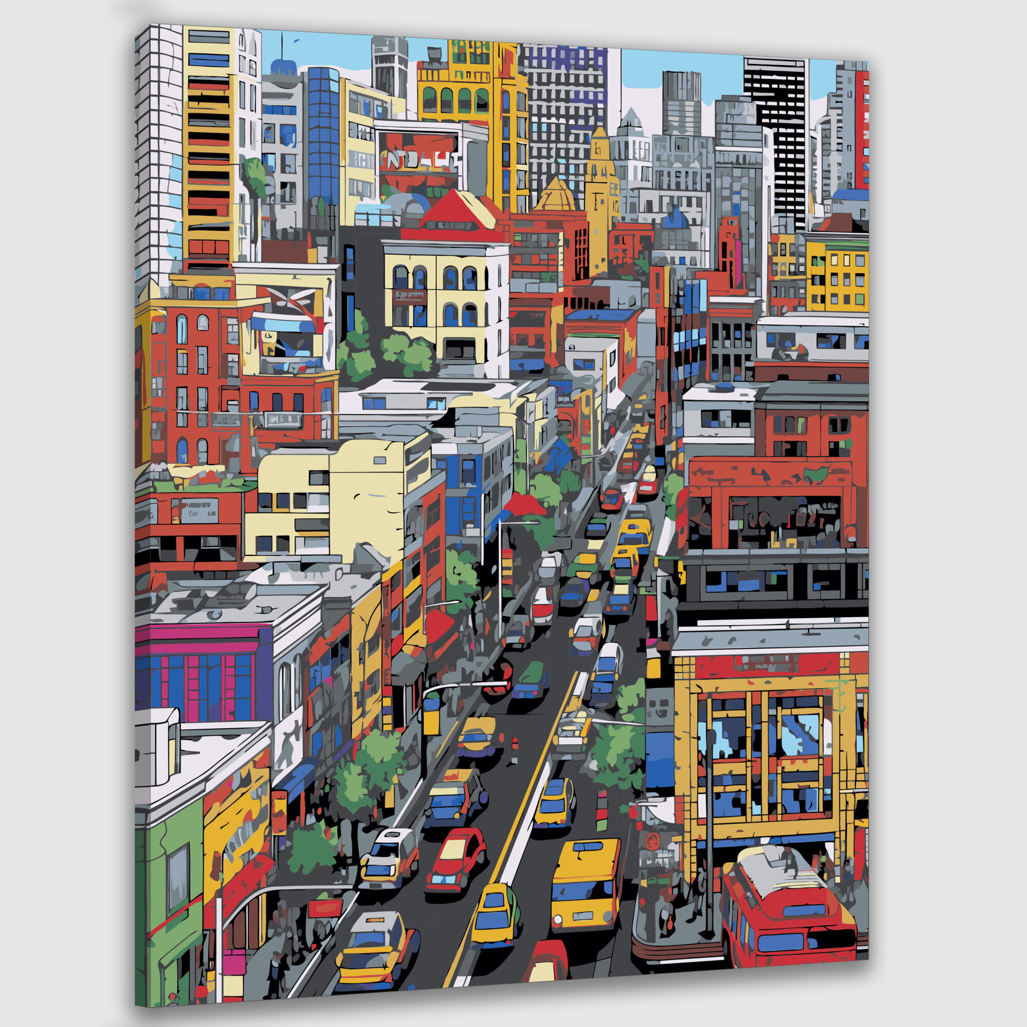 Картина по номерам 40x50 см, городская мозаика, пиксель-арт, городской пейзаж, достопримечательности, улицы, кварталы