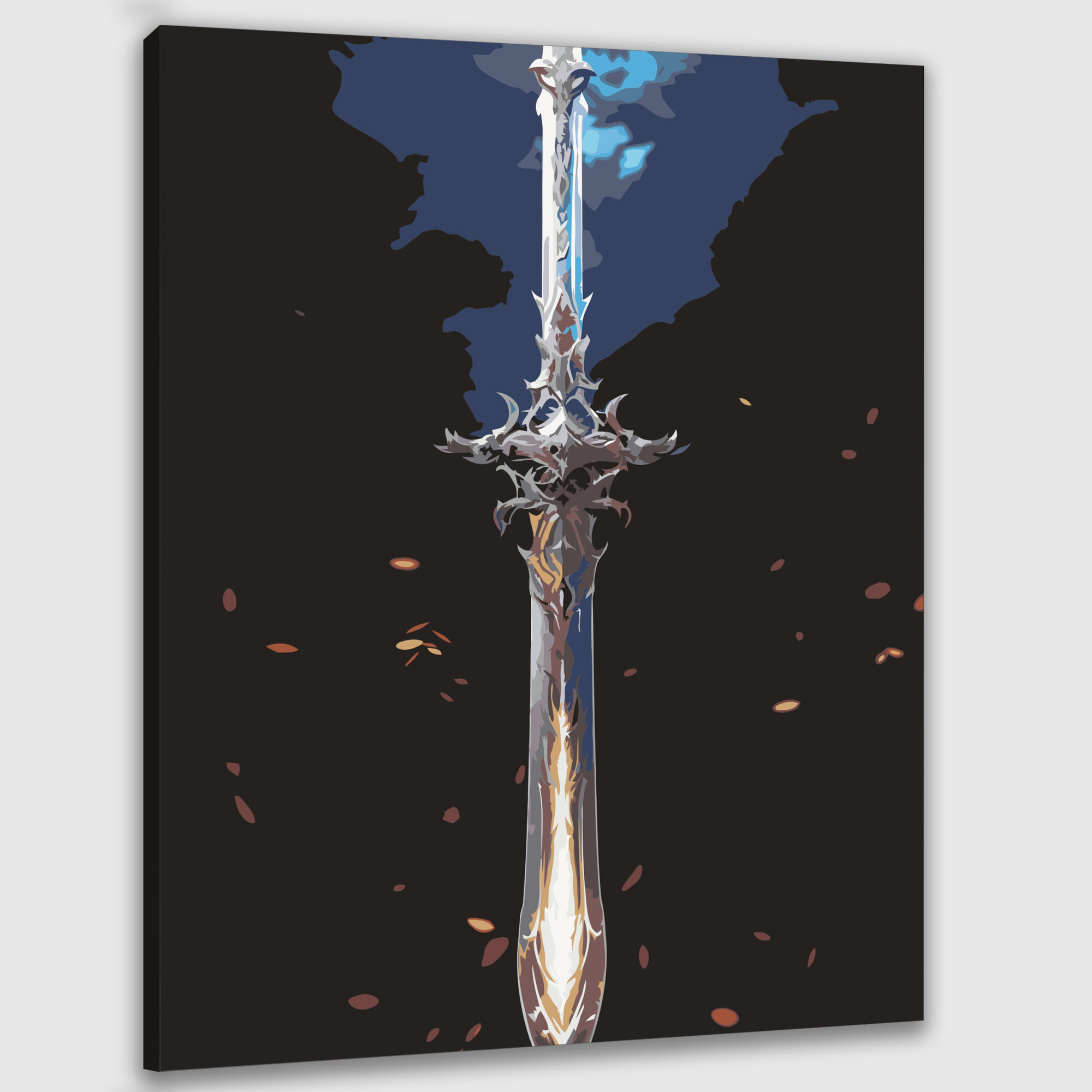 Картина по номерам 40x50 см, меч, Воин Души, фотография, драматическая обстановка, низкое освещение, лезвие, сияние