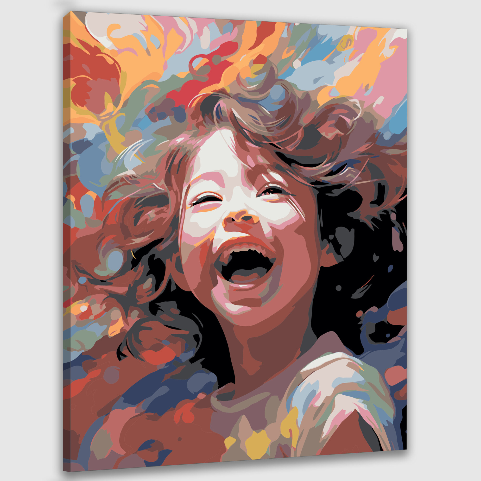 Картина по номерам 40x50 см, цифровое произведение иск, молодая девушка, улыбка, лицо, красочная палитра эмоций