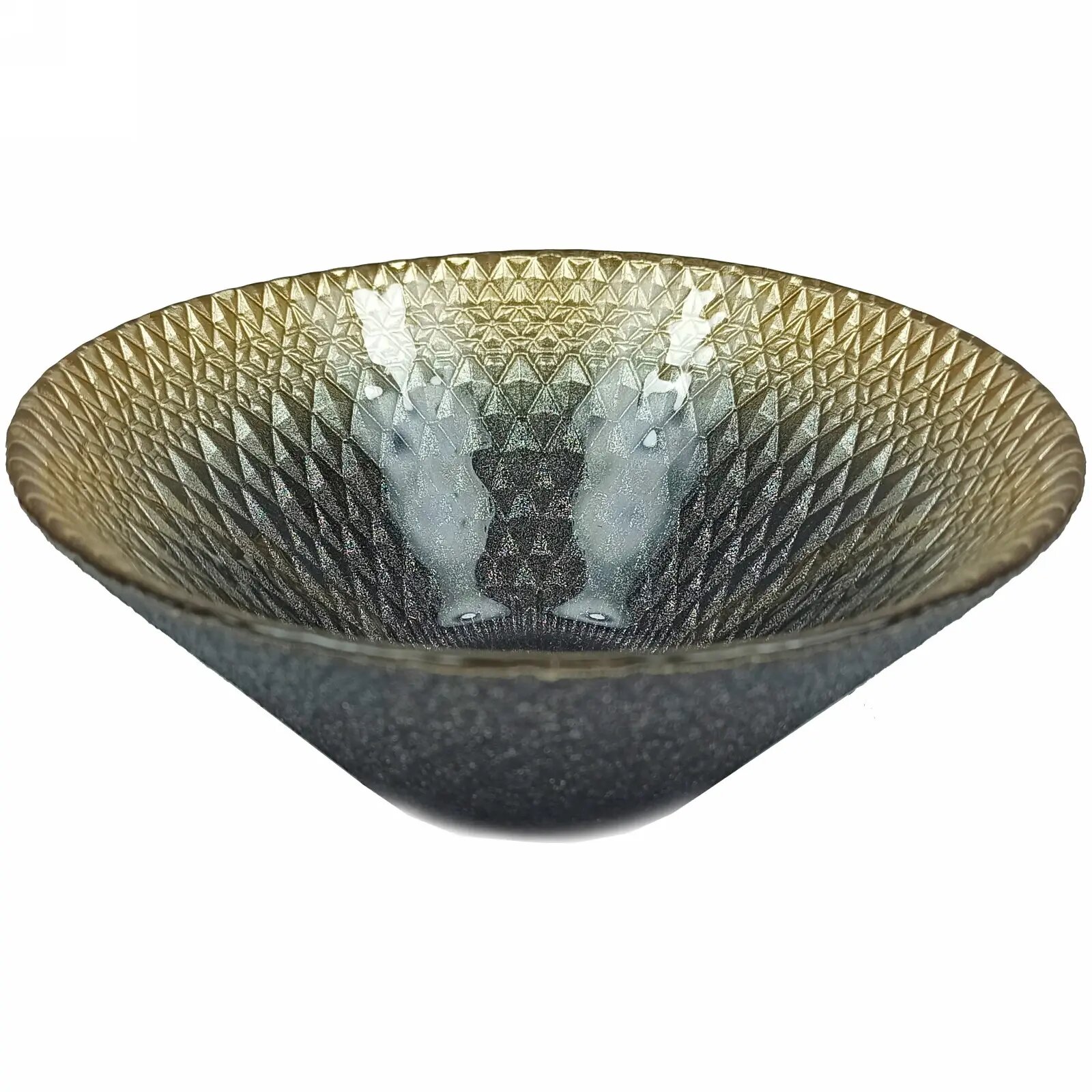 Салатник стеклянный 15см «Барокко блэк», ударопрочное стекло, стильный дизайн