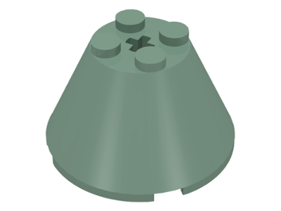 Cone 4 x 4 x 2 with Axle Hole, 3943b Sand Green U