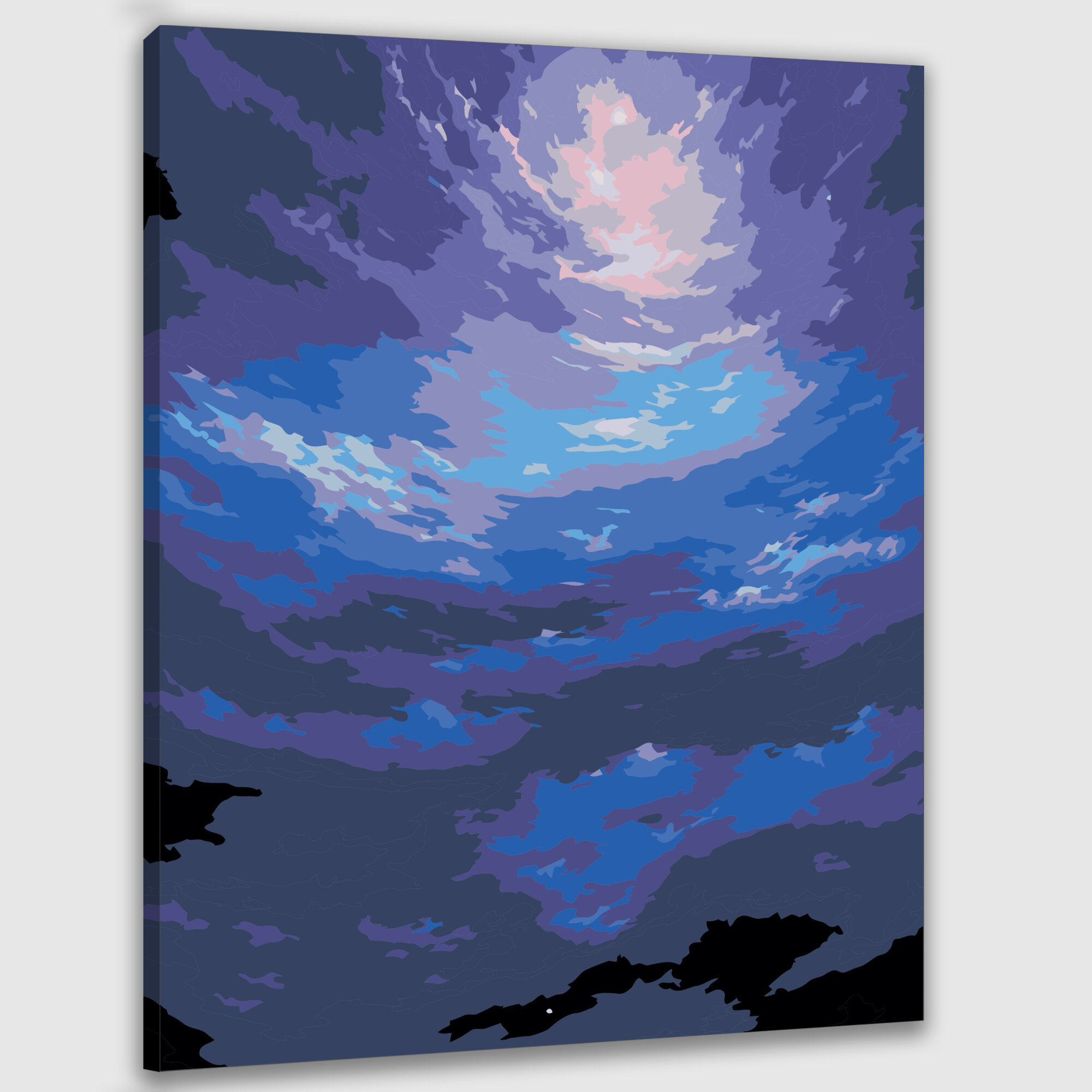 Картина по номерам 40x50 см, картина, масло, ночное небо, небесные тела, созвездия, глубокий синий, пурпурный