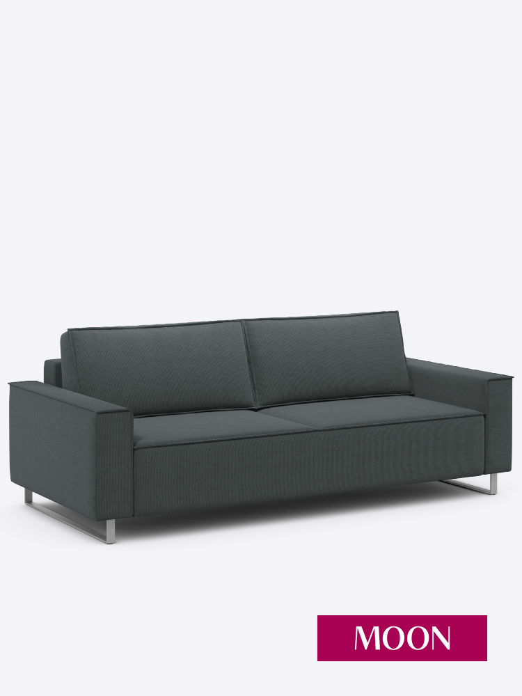 Диван-кровать раскладной пантограф (тик-так) MOON 005, серый, велюр, эксклюзивная пена UniqFoam, 240х114х91 см