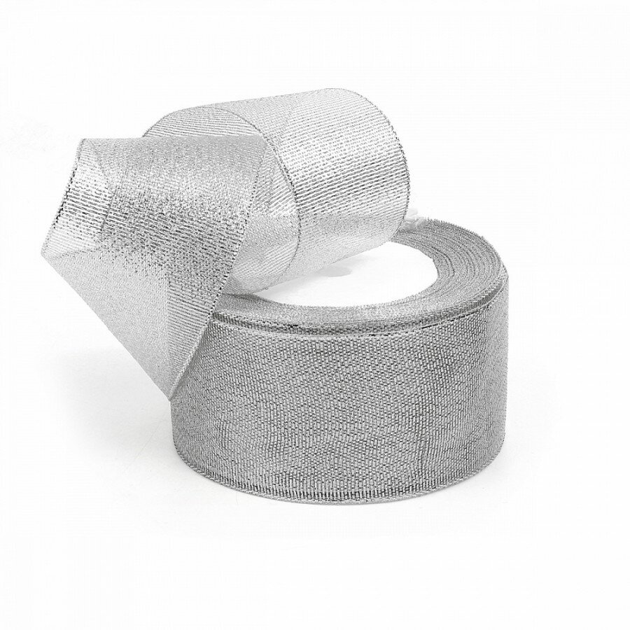 Лента парча 50мм в инд. упаковке цв. серебро Magic4Hobby рол. 22,85м (+-1м)