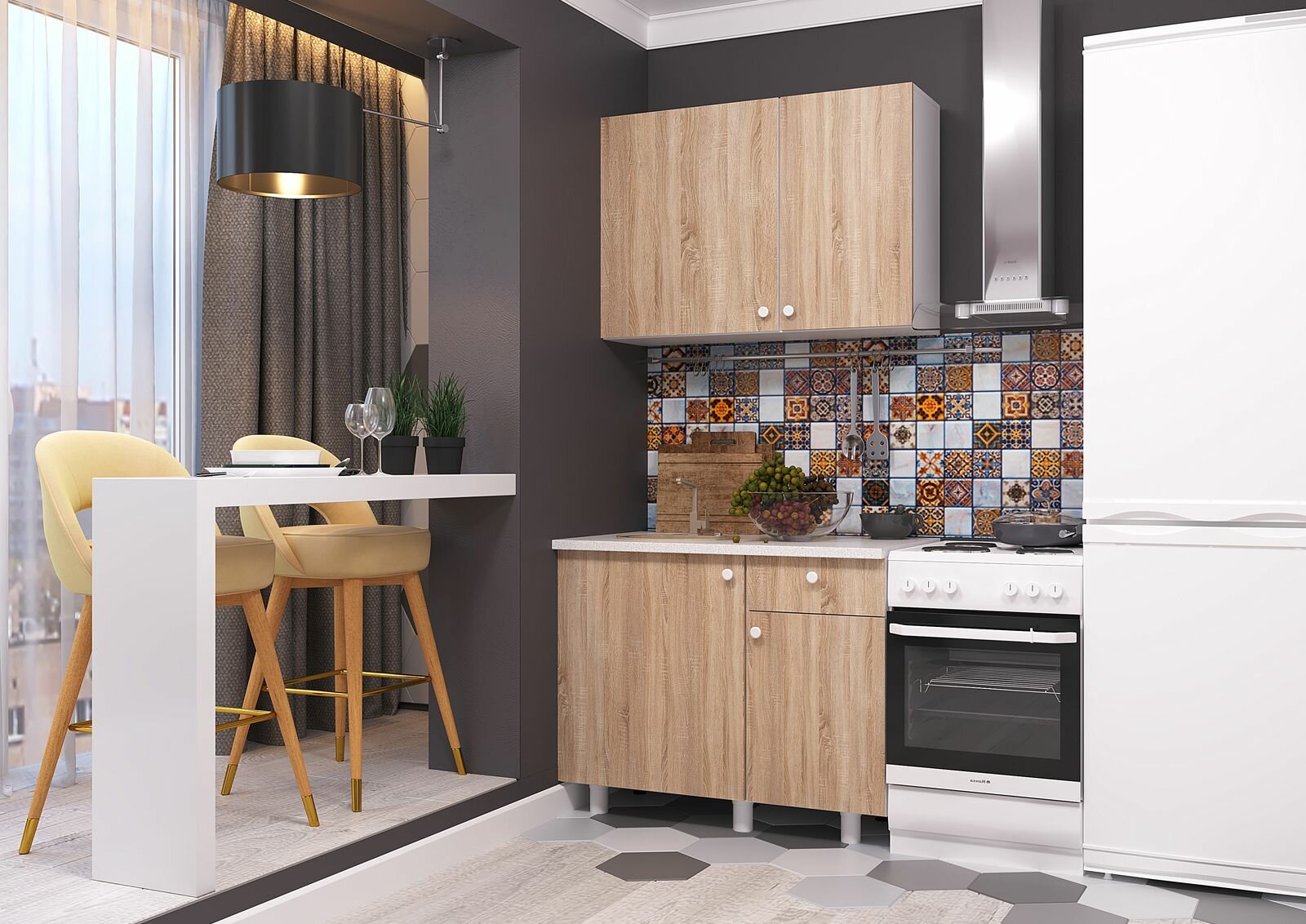 Кухня Point 100, цвет Белый/Сонома