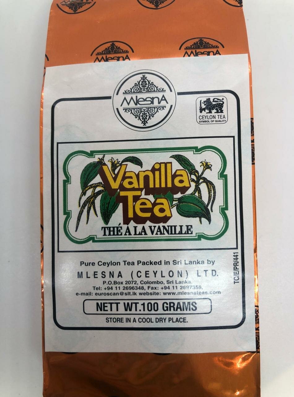 " Млесна" чай цейлонский черный листовой " Французская ваниль " ( со вкусом ванили ) 100 г