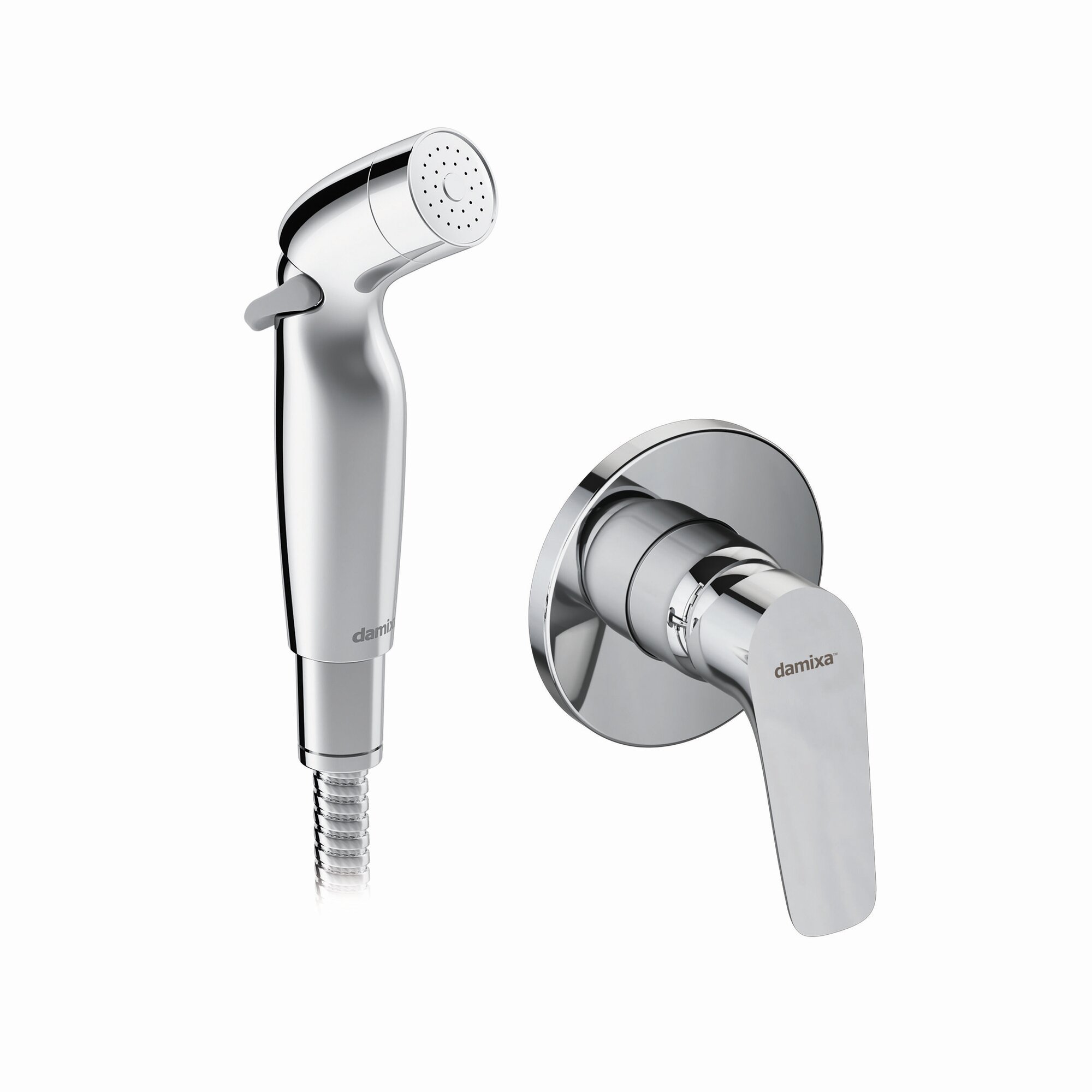 777510001 Damixa Jupiter Смеситель, монтируемый в стену с гигиеническим душем, хром