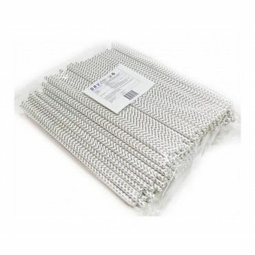 Трубочки бумажные L-20см белые с серебряными полосками d-6мм уп/250шт