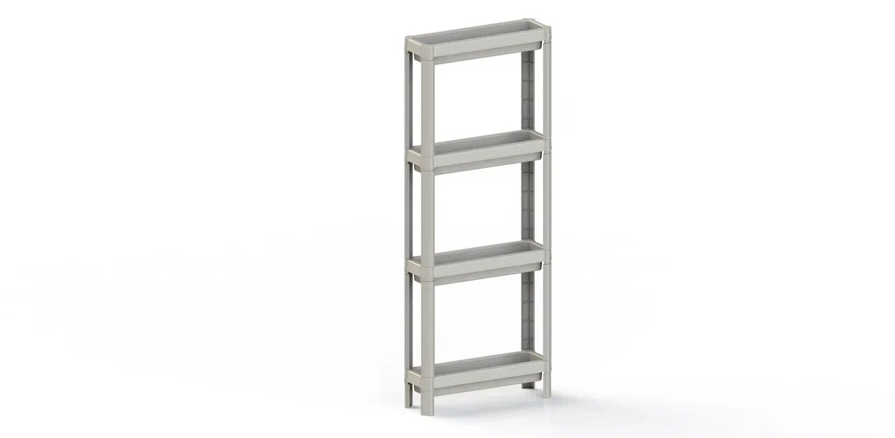 Полимербыт 93208 Этажерка 4-х секционная Узкая Kleo 398х127х1000мм, цвет бежевый