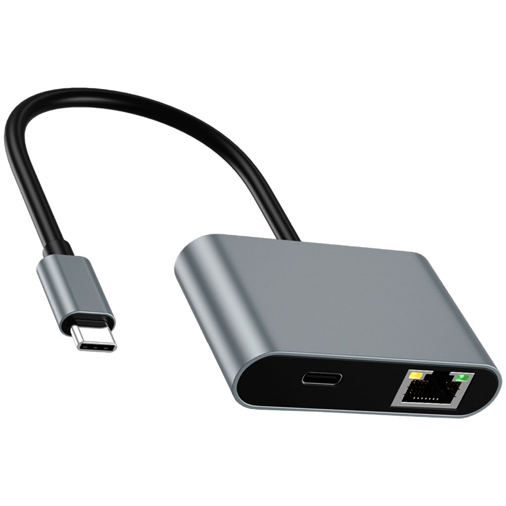 Адаптер питания, Type-C гигабитный сетевой порт + PD быстрая зарядка + 2xHUB Ethernet адаптер
