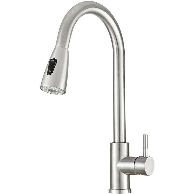 Смеситель для кухни Melodia della vita Perfetto MDV30204ss нержавеющая сталь, с выдвижным изливом, рычажный