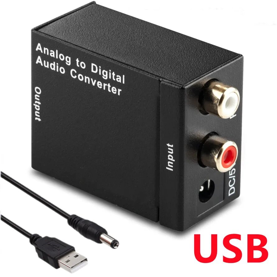 MnnWuu Цифро-аналоговый конвертер RCA в Toslink With USB Cable