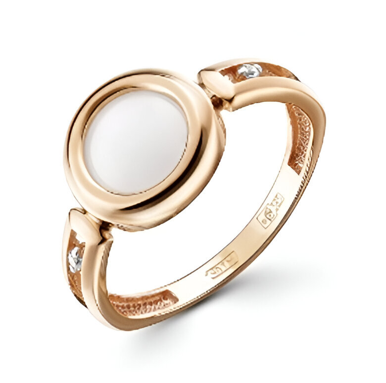 Кольцо тонкое, красное золото, 585 проба, керамика