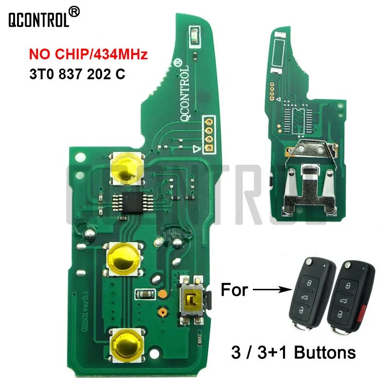 Пульт дистанционного управления QCONTROL 3 btcar 434 МГц для 3T0837202C/5FA010413-01 для Citigo/Fabia/Octavia/Rapid/Roomster/Superb/Yeti для Skoda