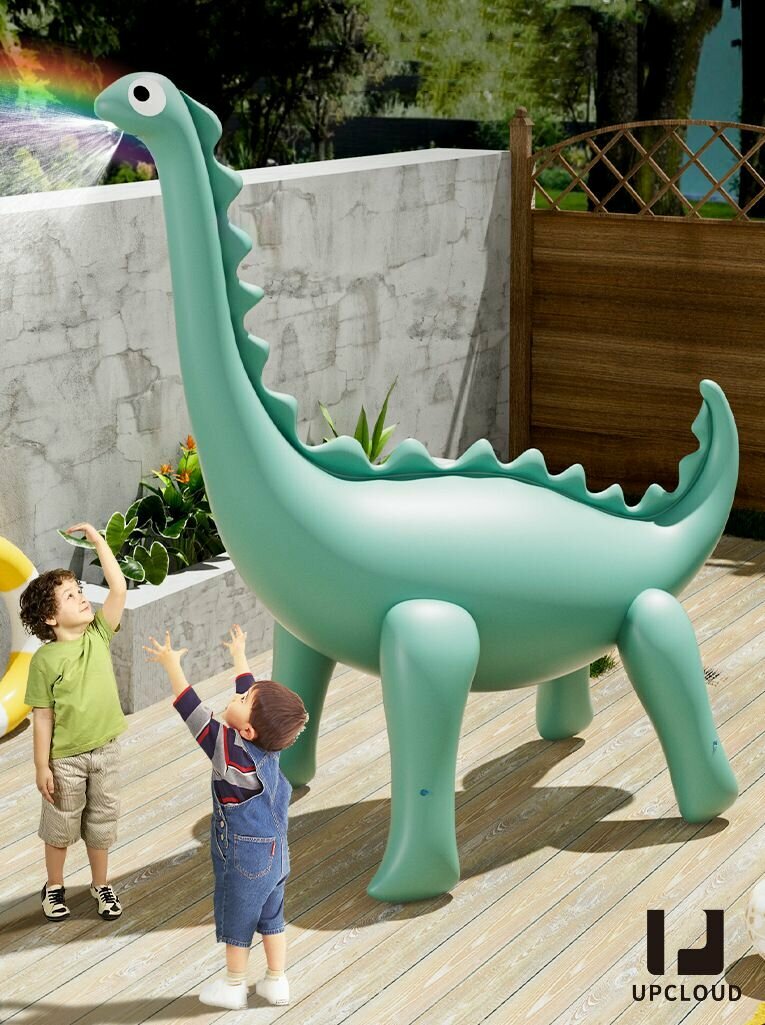 Надувная игрушка с фонтаном/динозавр/UPCLOUD-На открытом воздухе-лужайка-парк-внутренний двор