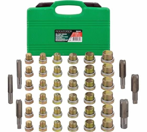 Набор метчиков и пробок для восстановления резьбы маслосливных отверстий 42 предмета ROCKFORCE