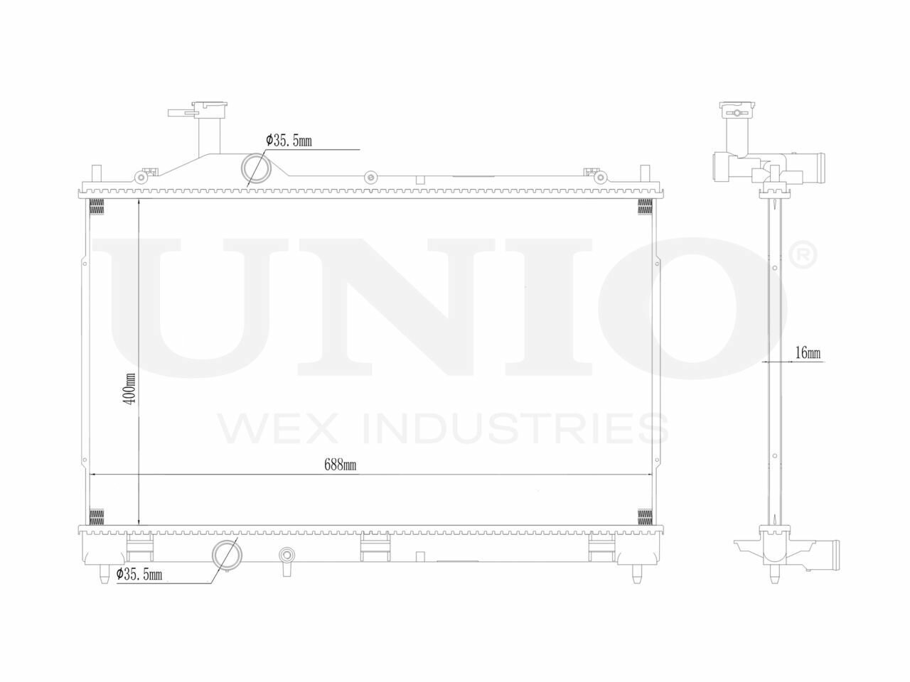 Радиатор охлаждения двигателя, для Митсубиси Аутлендер III 12-, Mitsubishi Outlander 12-, артикул RAD-10048, производителя UNIO