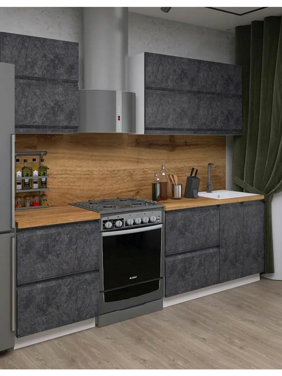 Кухонный гарнитур Велюр 1.8 м, мебель для дома и кухни, Белый / Бетон графит