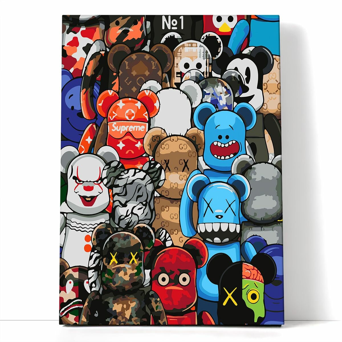 Интерьерная картина на хлопковом холсте/Bearbrick Kaws, 30х40 см