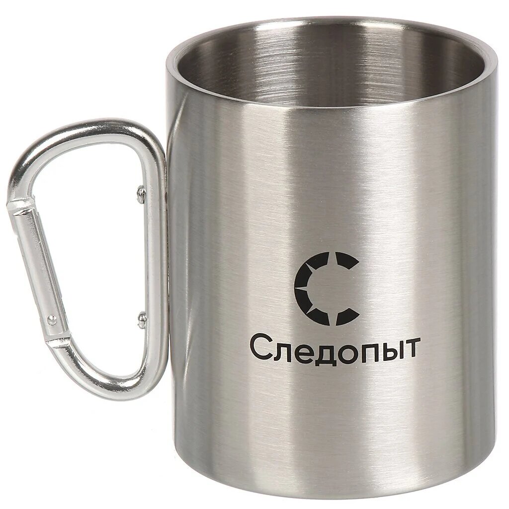 Кружка изотермическая походная, нержавеющая сталь, 0.45 л, с ручкой-карабином, Следопыт, PF-CWS-P129