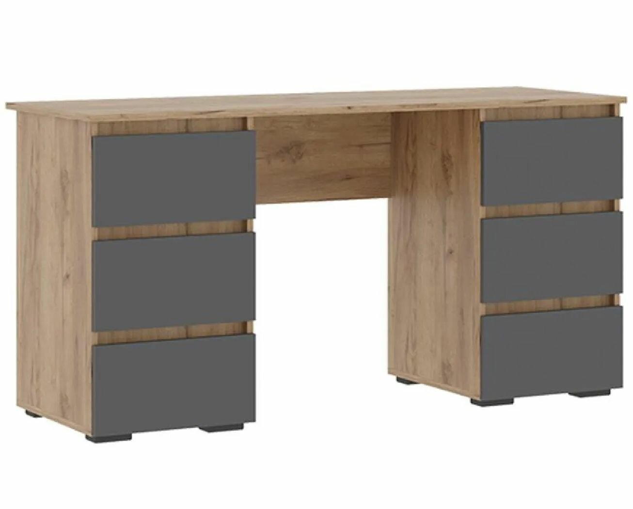 Компьютерный стол для дома, для школьника письменный Спасибо-Мебель 142см серый графит/дуб крафт золото