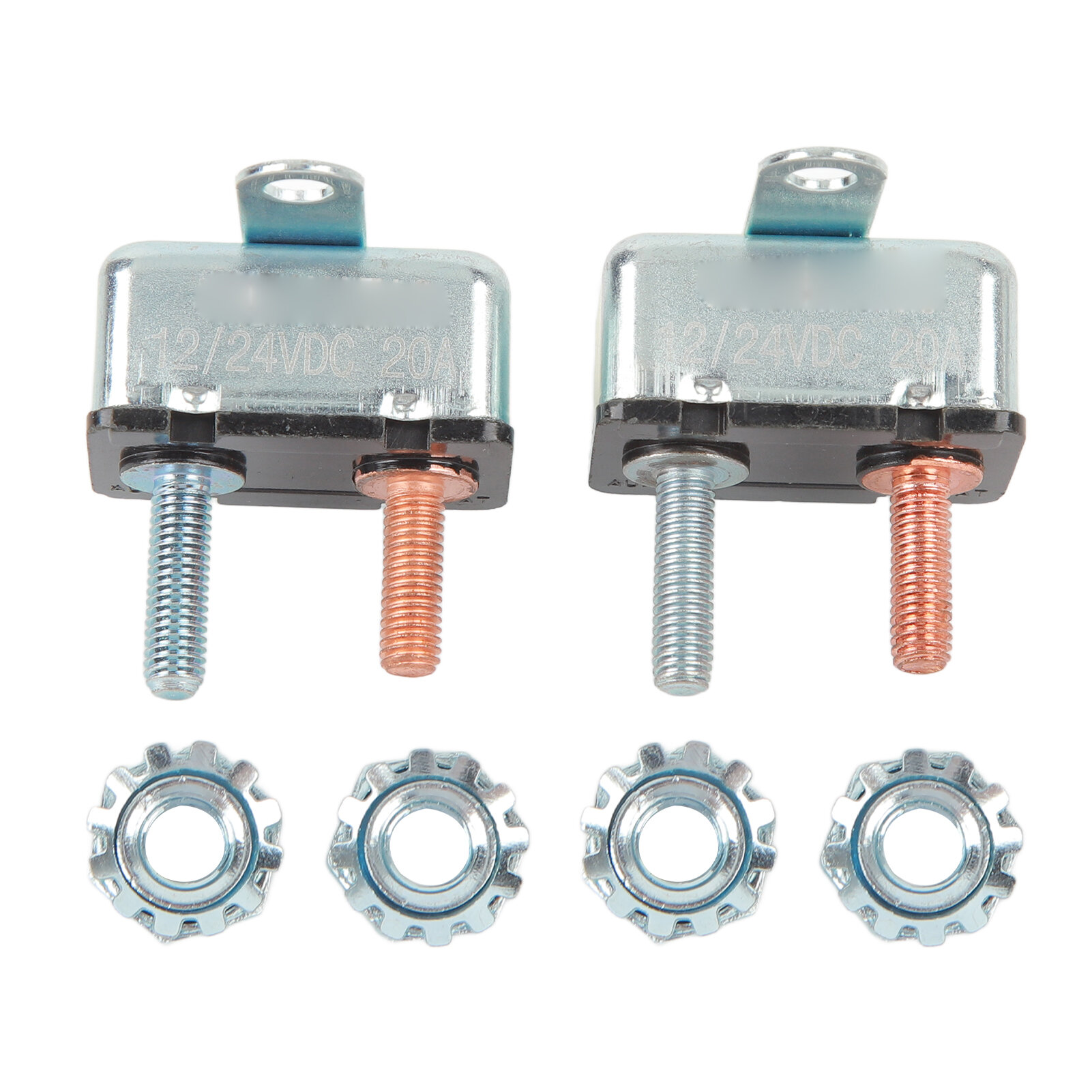 2Pcs Automatic Reset Circuit Breaker Aluminum Alloy Overload Protection for Car Ship 12V 24V 20A
