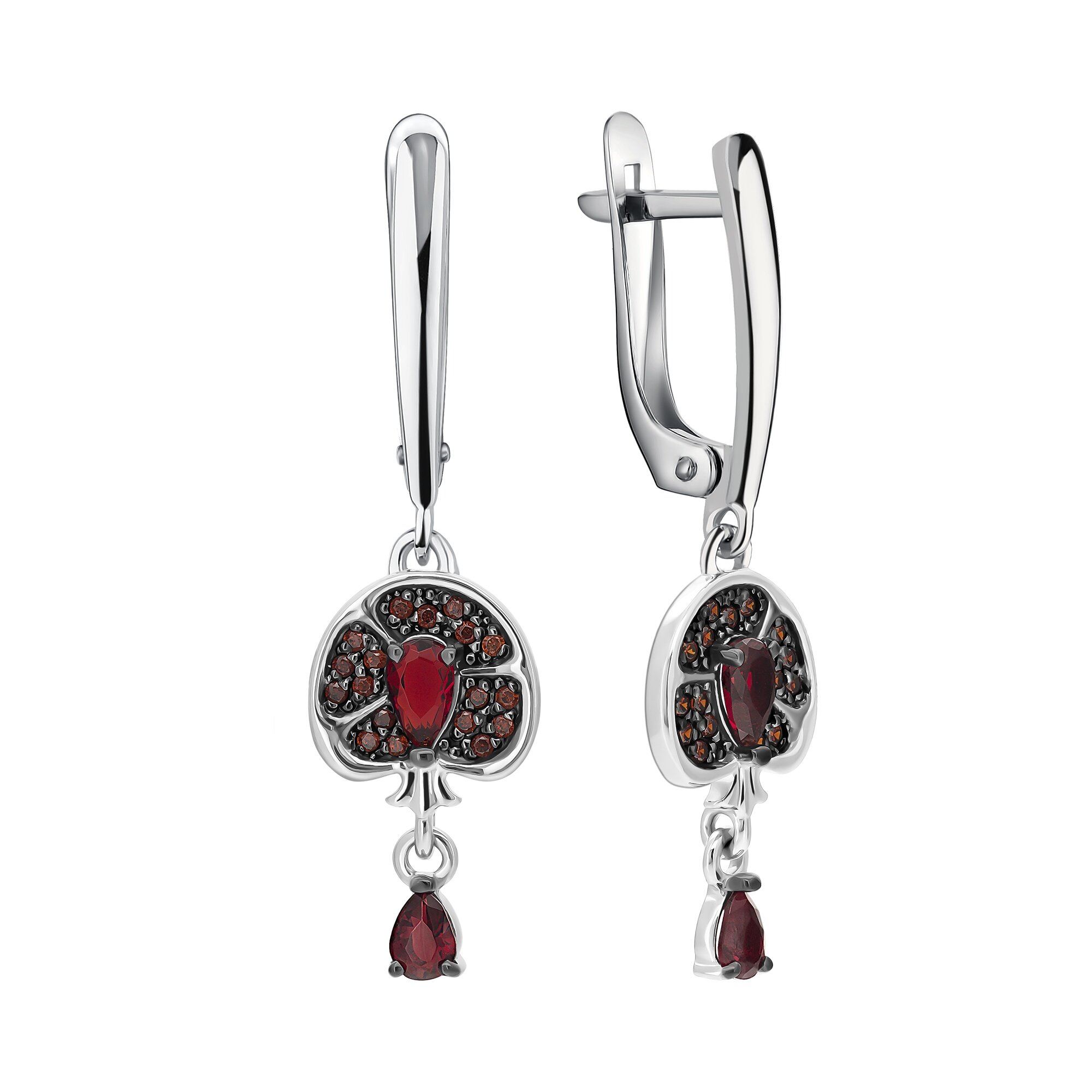 Серьги, серебро, 925 проба, родирование, фианит
