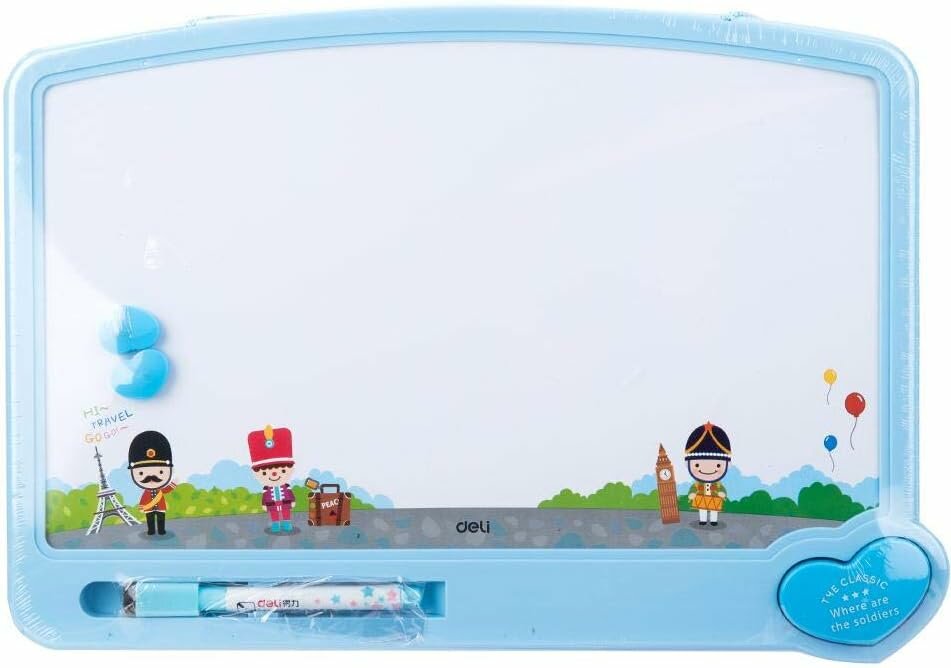 Доска магнитно-маркерная DELI E7805, 35x26 см, с маркером, губкой и магнитом