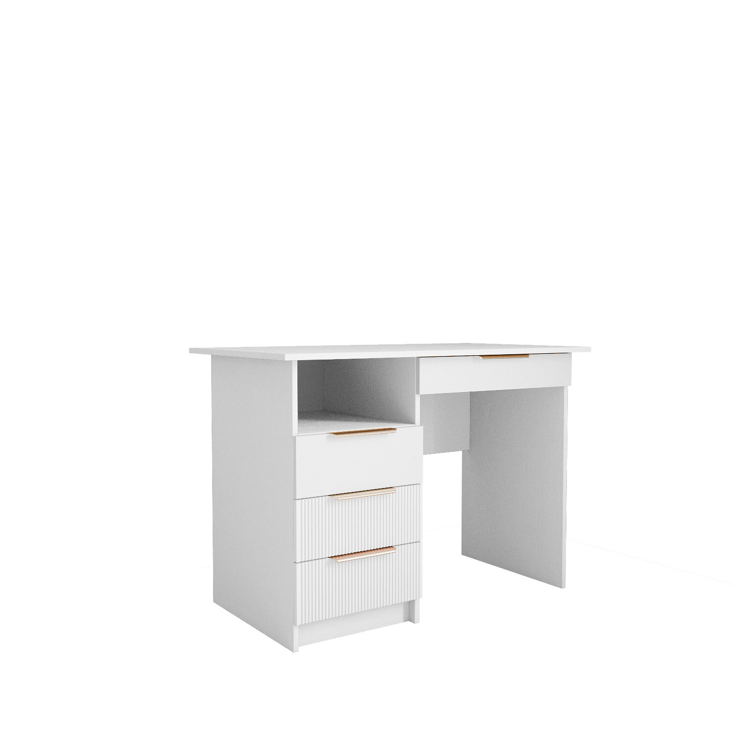 МС Лавис Стол письменный СТД 1070.1 Белый/Белый софт-Белый софт + 4 шт. Ручка-скоба 160 профильная (золотая) (ДСВ)