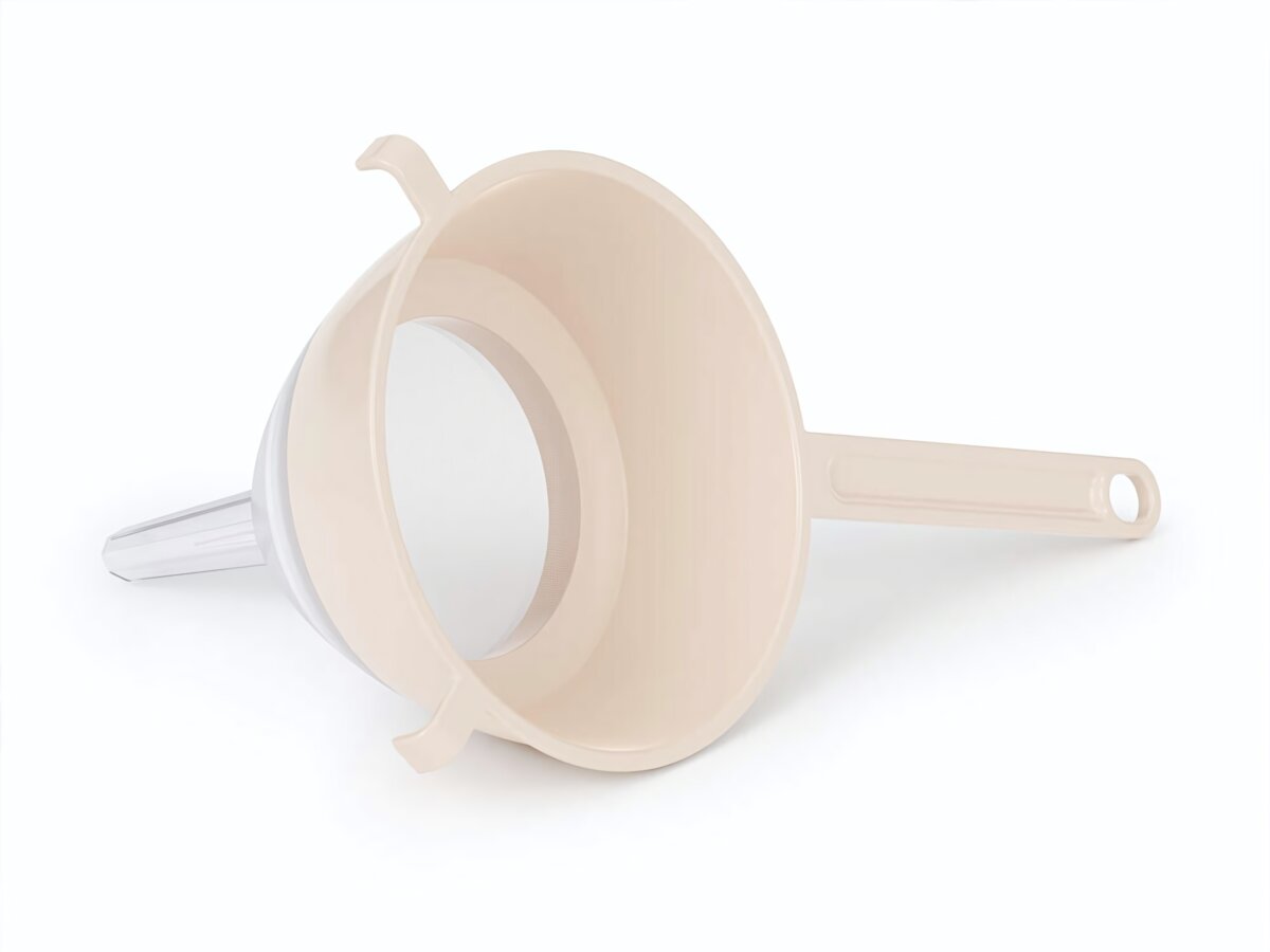 Сито с воронкой 13см, бежевый, для удобного процеживания напитков