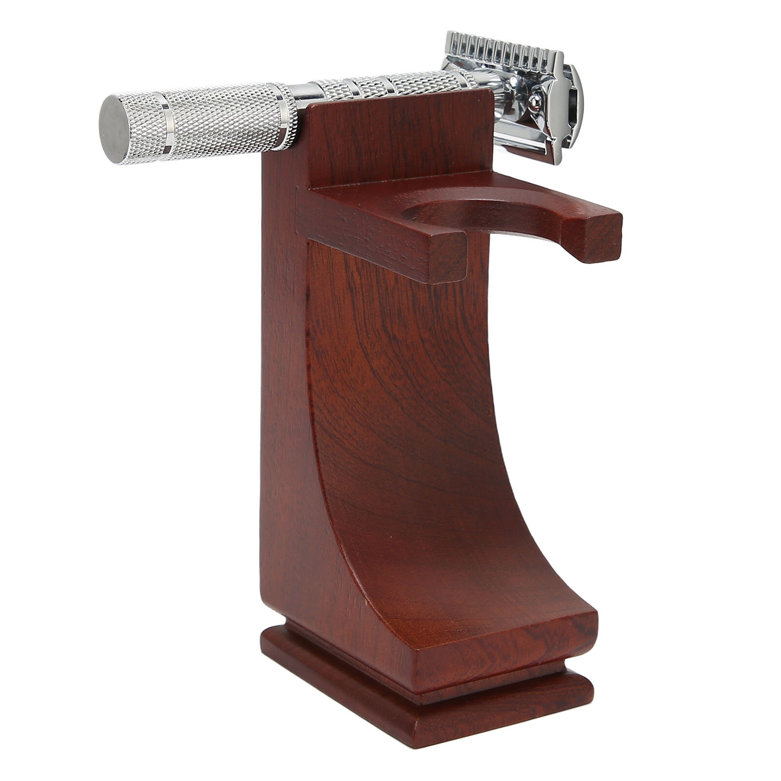 Держатель для бритвенных щеток и станков Wood Brush Razors Drip Stand цвет вишневый с антискользящим основанием для стандартных размеров бритвенных щеток, материал дерево, вес120г/4.2 унции, длина4.5см/1.8 дюйма, ширина6см/2.4 дюйма, высота12см/4.7