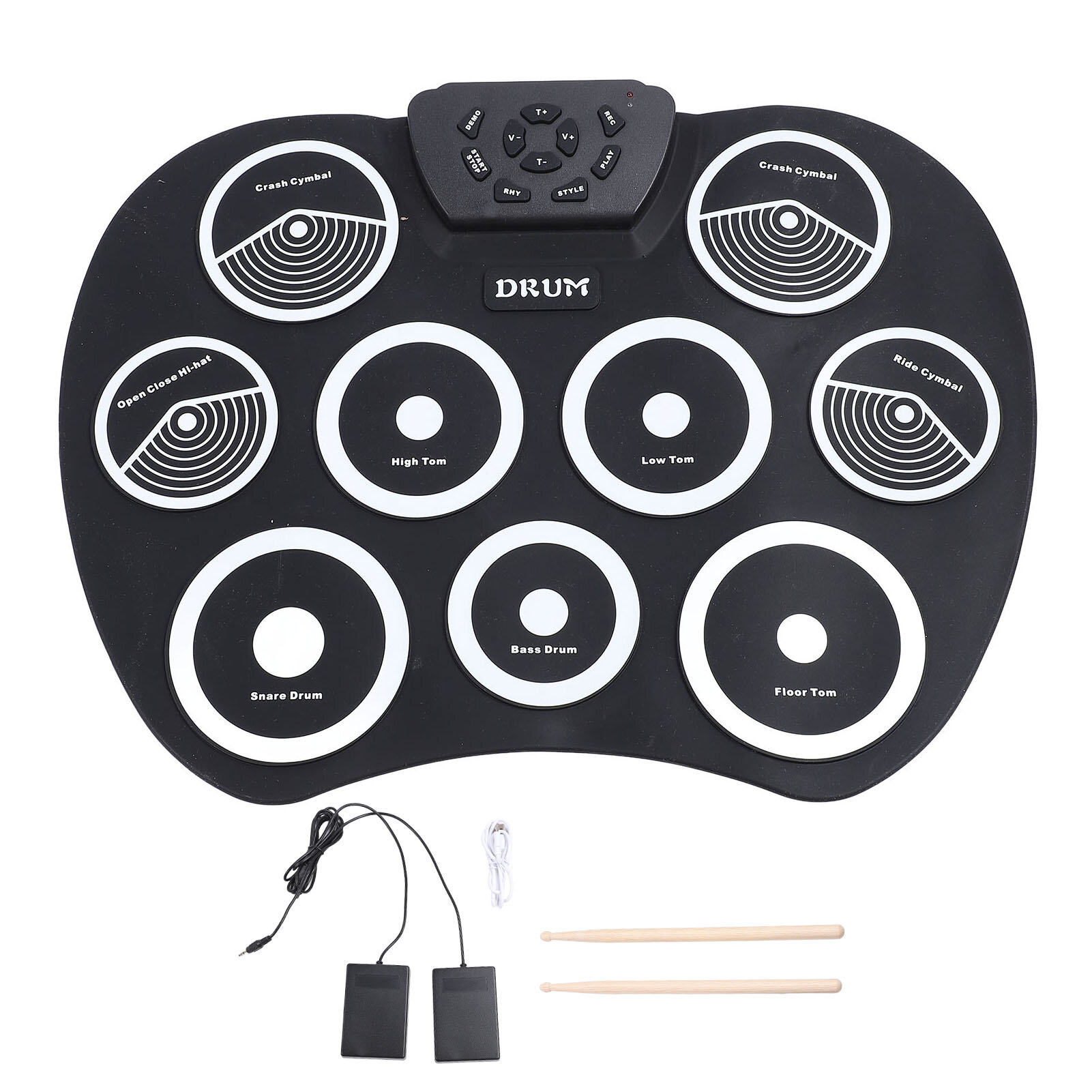 Электронная барабанная установка USB портативная силиконовая 9-подложка сворачивающаяся барабанная подкладка с педальными палочками